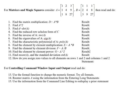 solved [1 2 37 [1 1 1] for matrices and magic squares