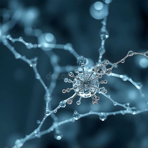 Dew Drop Neural Network Beautiful Abstract Blue Background Ai Generated Stock Illustration