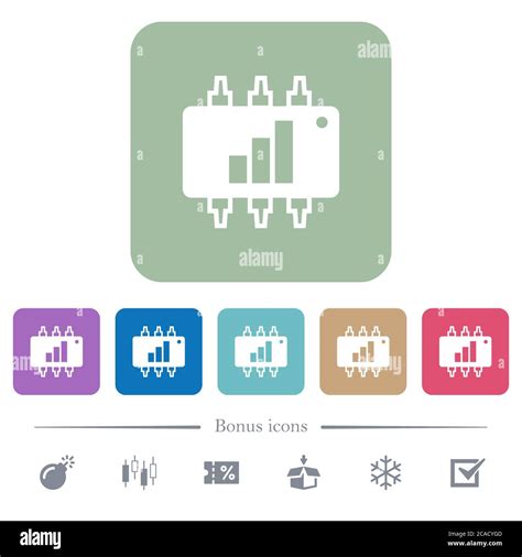 Hardware Acceleration White Flat Icons On Color Rounded Square Backgrounds 6 Bonus Icons