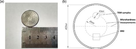 A Ti 6al 4v Alloy Sample Processed By Hpt B Sample Cutting Scheme Download Scientific