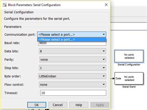 matlab connection through com port between host and guest in