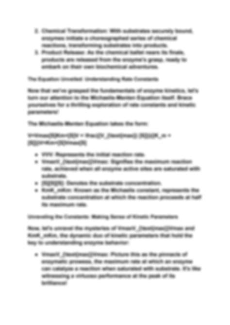 Solution The Science Behind Chemical Kinetics Michaelis Menten