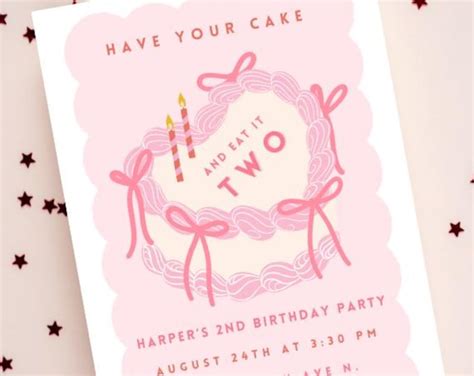 Have Your Cake And Eat It Two Canva Template Second Birthday Party