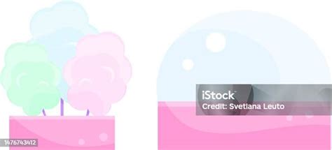 Печать밝은 벡터 일러스트 레이 션 솜사탕 기계 달콤한 간식 길거리 음식 어린이를위한 과자 가루로 빻은에 대한 스톡 벡터