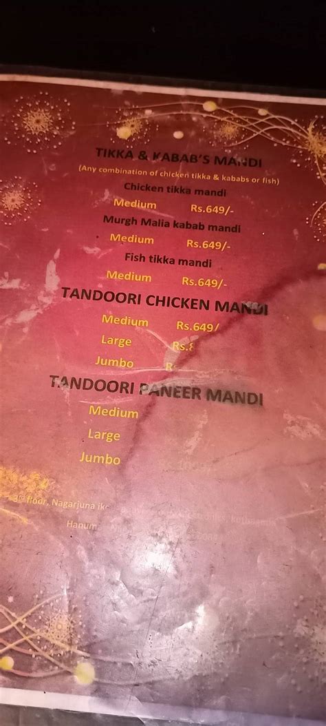 Menu At Gismat Jail Mandi Kondapur Hyderabad