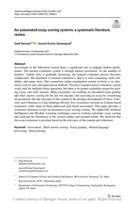 An Automated Essay Scoring Systems A Systematic Literature Review Request Pdf