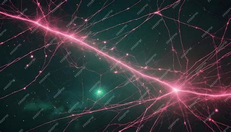 Abstract Representation Of Neurons Or Neural Networks With Pink Glowing Lines Connecting Nodes