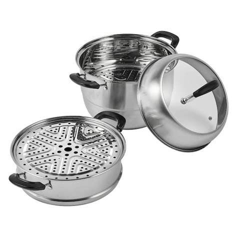 Vevor Steamer Pot 11 In 3 Tier Steamer Pot With 85 Qt Stock Pot