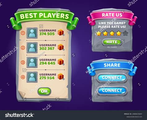 Game Ui Interface Boards Best Players Stock Vector Royalty Free 2080635697 Shutterstock