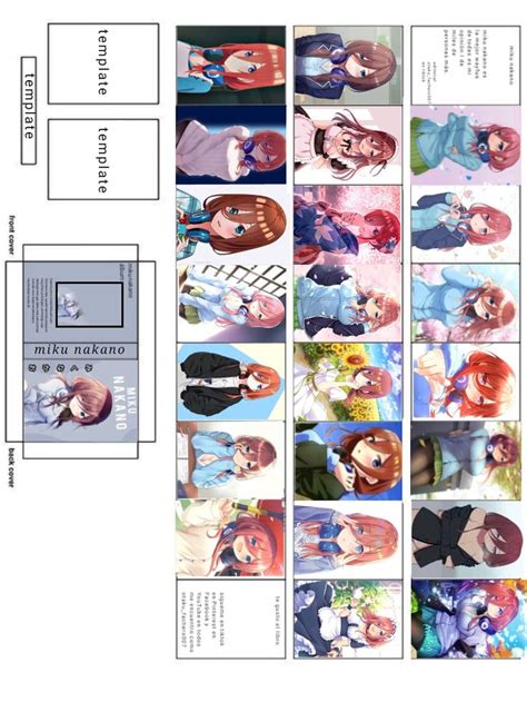 Álbum Templete De Miku Nakano Mini En 2025 Mini Libros Manualidades
