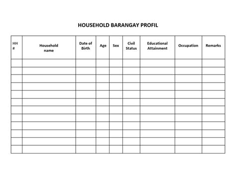 Household Barangay Profile Pdf
