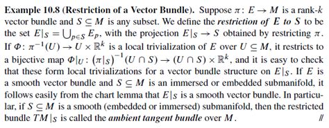 Riemannian Geometry Restricting A Smooth Vector Bundle To A Submanifold Mathematics Stack