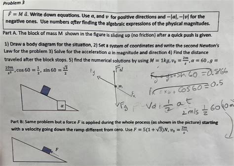 Solved Problem Vec F Mvec A Write Down Equations Use Chegg Com
