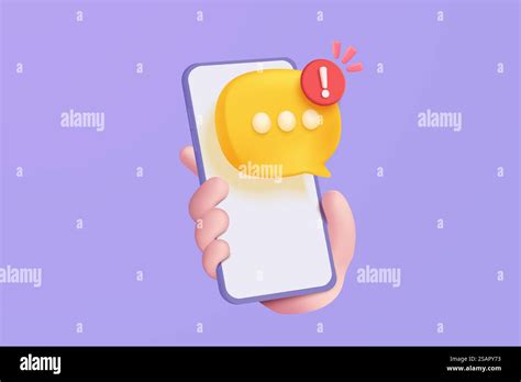 3d speech bubbles symbol on mobile phone with alert notice comment or