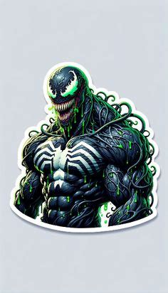Neon Glowing Green Venom Sticker Art Fanart Premium Vector Sticker
