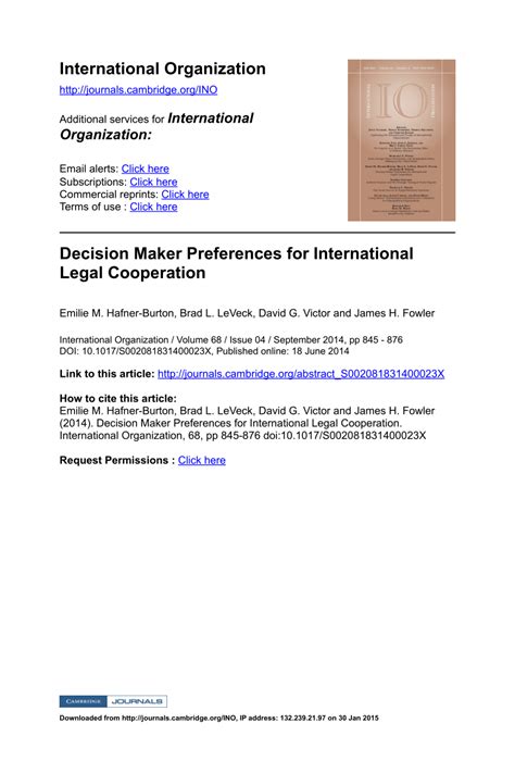 Pdf Decision Maker Preferences For International Legal Cooperation
