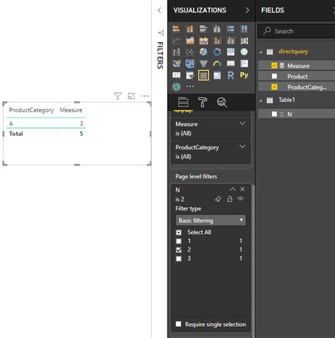 solved count and filter in directquery where product coun