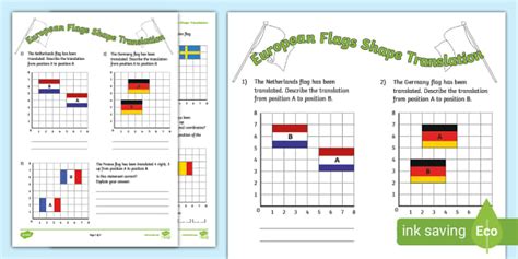 👉 Year 5 European Flags Shape Translation Activity Twinkl