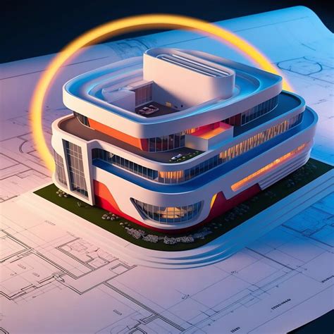 A Model Of A Building With A Circular Design On The Top Premium Ai