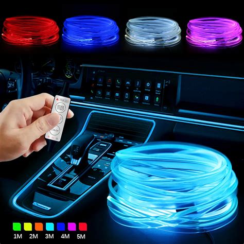 Rgb Led 스트립 자동차 인테리어 네온 장식 분위기 조명 다중 모드 Diy 대시 보드 주변 Usb El 배선 램프 1 M