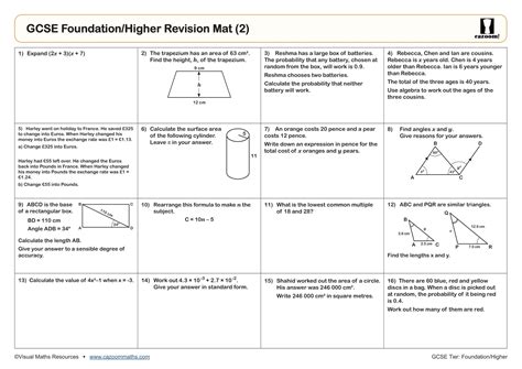 Gcse Foundation Higher Revision Mat 2 Worksheet Gcse Maths Revision Worksheets Pdf