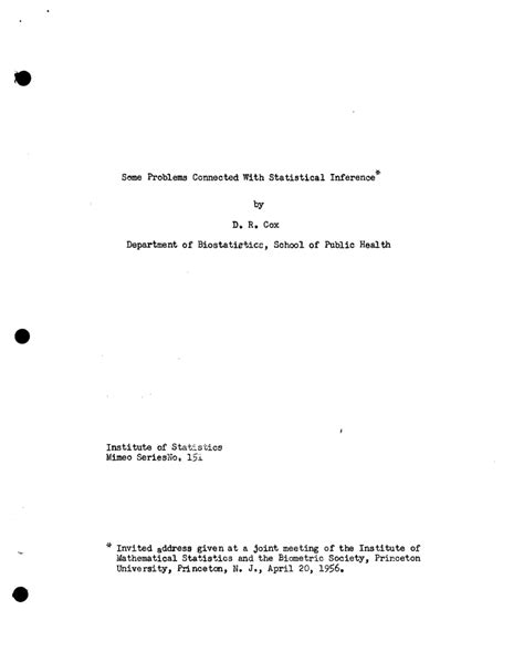 Pdf Some Problems Connected With Statistical Inference