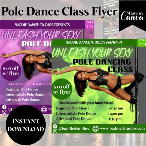 Pole Dance Class Flyer Template Etsy