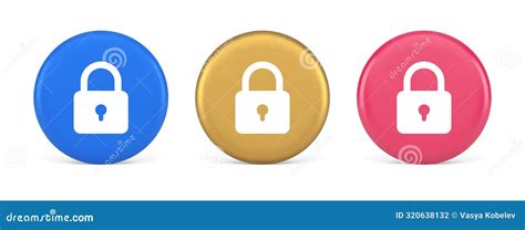 Padlock Locking Web Access Button Password Security Protection Safe Encryption 3d Circle Icon
