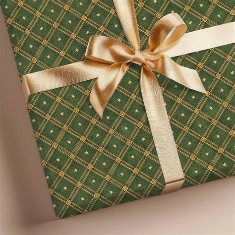 Gold Lattice Christmas Wrapping Paper Green Holiday T Wrap Sheets Elegant Winter Packaging
