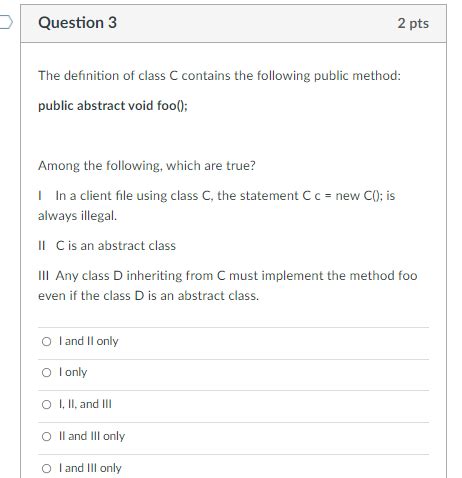 Solved Question Pts The Definition Of Class C Contains Chegg