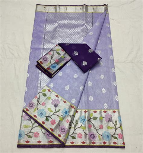 Lavender Tissue Kota Zari Saree Saffronfashionindia