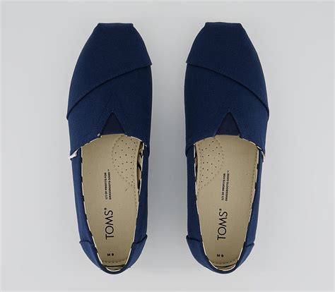 Toms Toms Classic Alpargata Slip Ons Navy Recycled Cotton Canvas Mens Casual Shoes