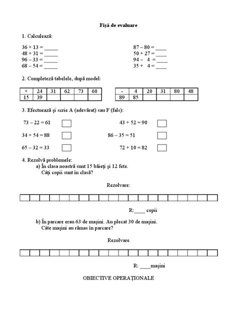 Fise De Matematica Clasa 1 Teste Matematica Classe 1 Pmmqen