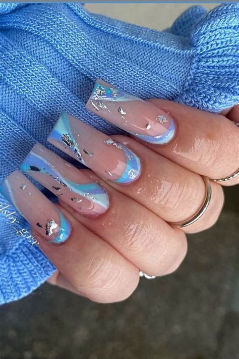 30 Aesthetic Blue Nails Youll Love To Try In Summer Vacation 2021