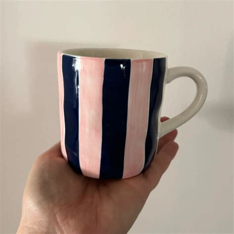 Mug Navy And Pink Stripe Noss And Co Little Cove Collective