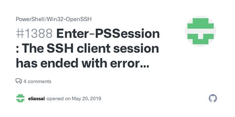 Enter PSSession The SSH Client Session Has Ended With Error Message The SSH Transport Process