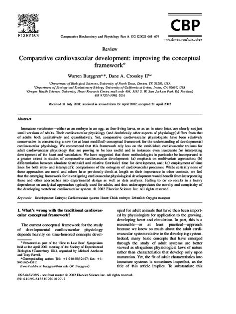 Pdf Comparative Cardiovascular Development Improving The Conceptual Framework