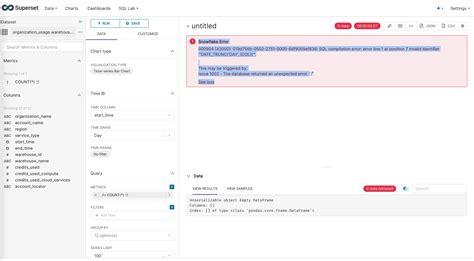 Unable To Generate Chart From Snowflake Database Dataset Time Field Is Not Getting Substituted