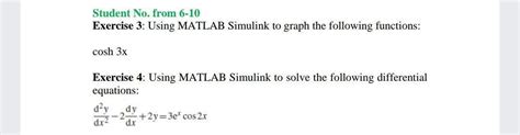 Solved Student No From Exercise Using MATLAB Chegg