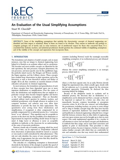 An Evaluation Of The Usual Simplifying Assumptions Pdf Reynolds