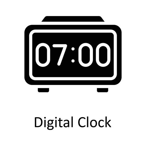 Digital Clock Vector Solid Icon Design Illustration Time Management