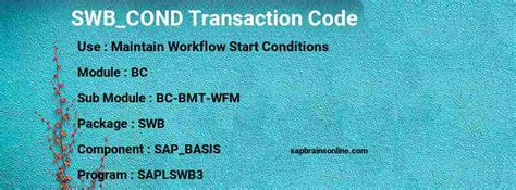 SWB COND SAP Tcode For Maintain Workflow Start Conditions