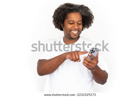 Cheerful African American Man Dialing Ads Stock Photo 2232329273 Shutterstock