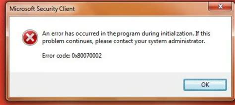 fixes for microsoft error code 0x80070002 error