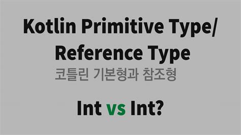 코틀린 자료형의 기본형 primitive type 과 참조형 reference type 아카룸