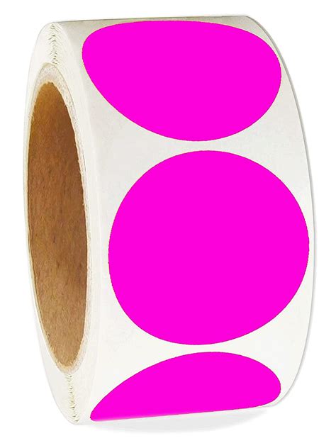 Buy Fluorescent Pink Labels Christmas Stickers 2 Inch Round Color