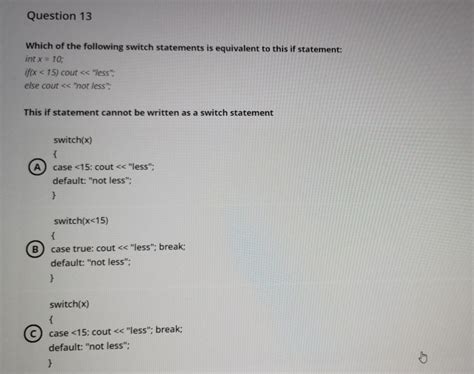 Solved Question Which Of The Following Switch Statements Chegg