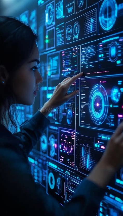 Female Leader Analyzing Digital Interface Graphs And Metrics For Data
