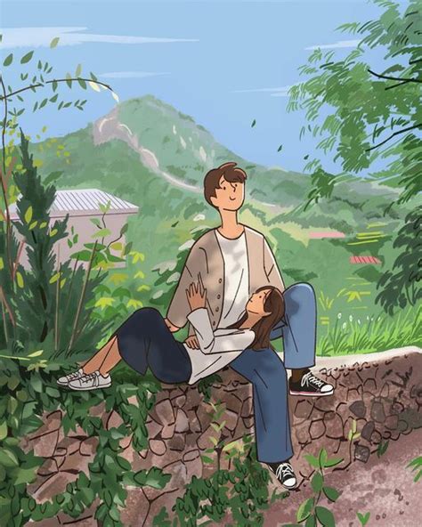 일러스트레이터 꼬루비 On Instagram Get Some Fresh Air🍃 기분 전환을 해요 자연 가을 바람 일러스트레이션 Illust