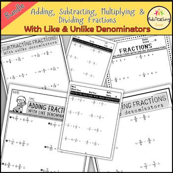 Adding Subtracting Multiplying And Dividing Fractions Bundle Worksheets TeachShare
